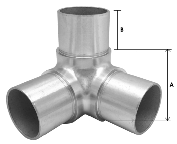Edelstahleckverbinder, drei Abgänge für Rohr 42,4mm